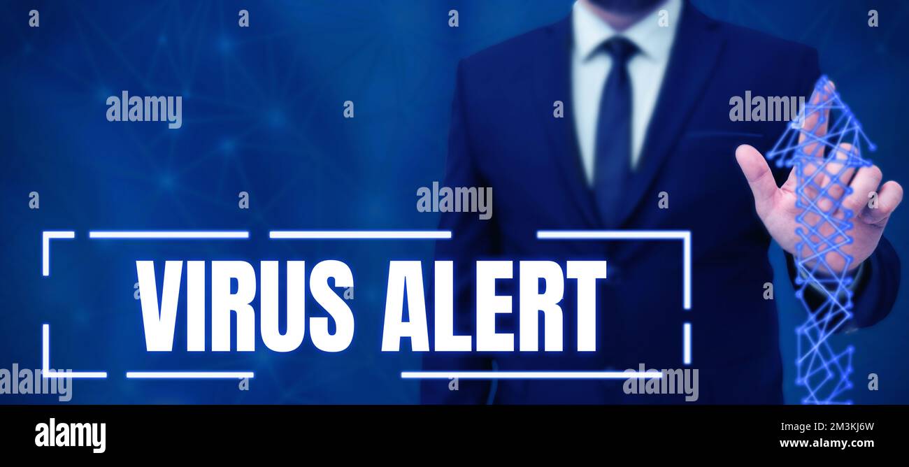 Text caption presenting Virus Alert. Business overview message warning ...