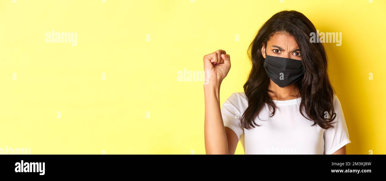 Concept of covid-19, social distancing and lifestyle. Close-up of ...