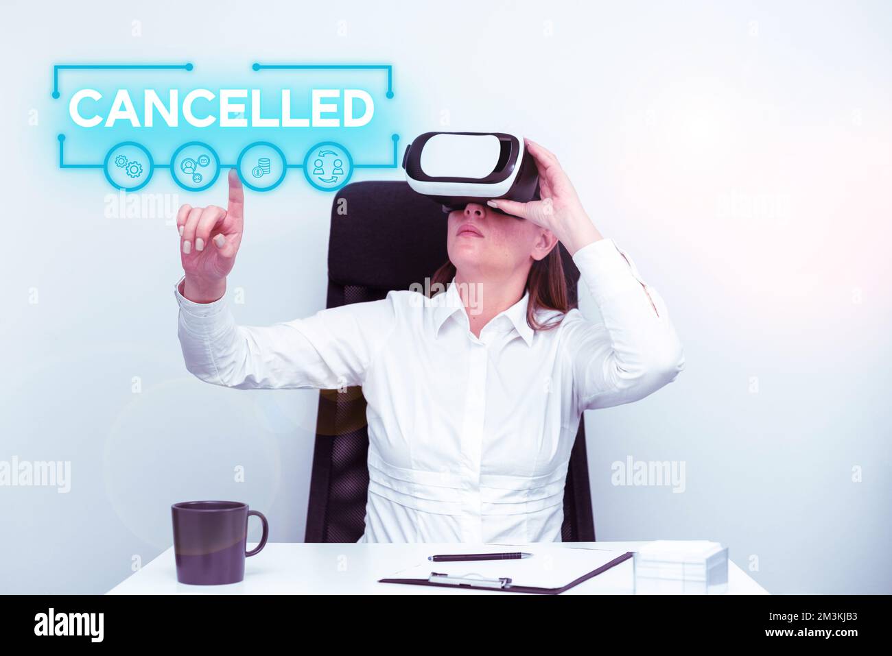 Text caption presenting Cancelled, Business concept decide or announce ...