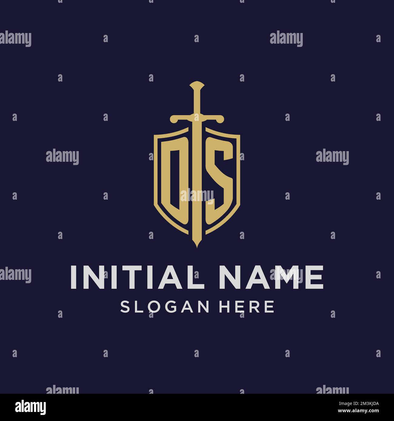 DS logo initial monogram with shield and sword design ideas Stock ...