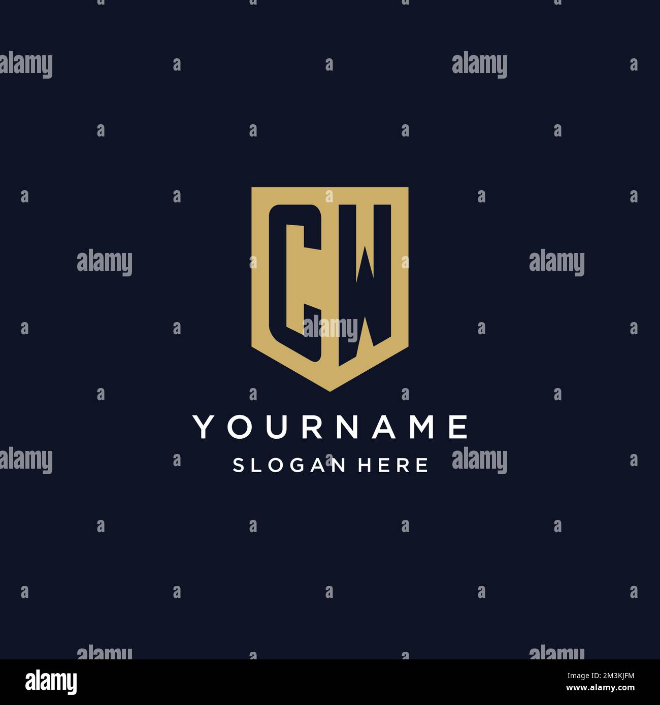 CW monogram initials logo design with shield icon template Stock Vector ...