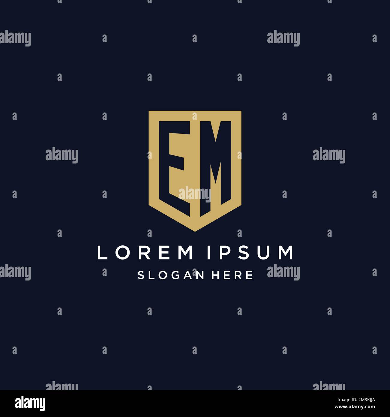 EM monogram initials logo design with shield icon template Stock Vector ...
