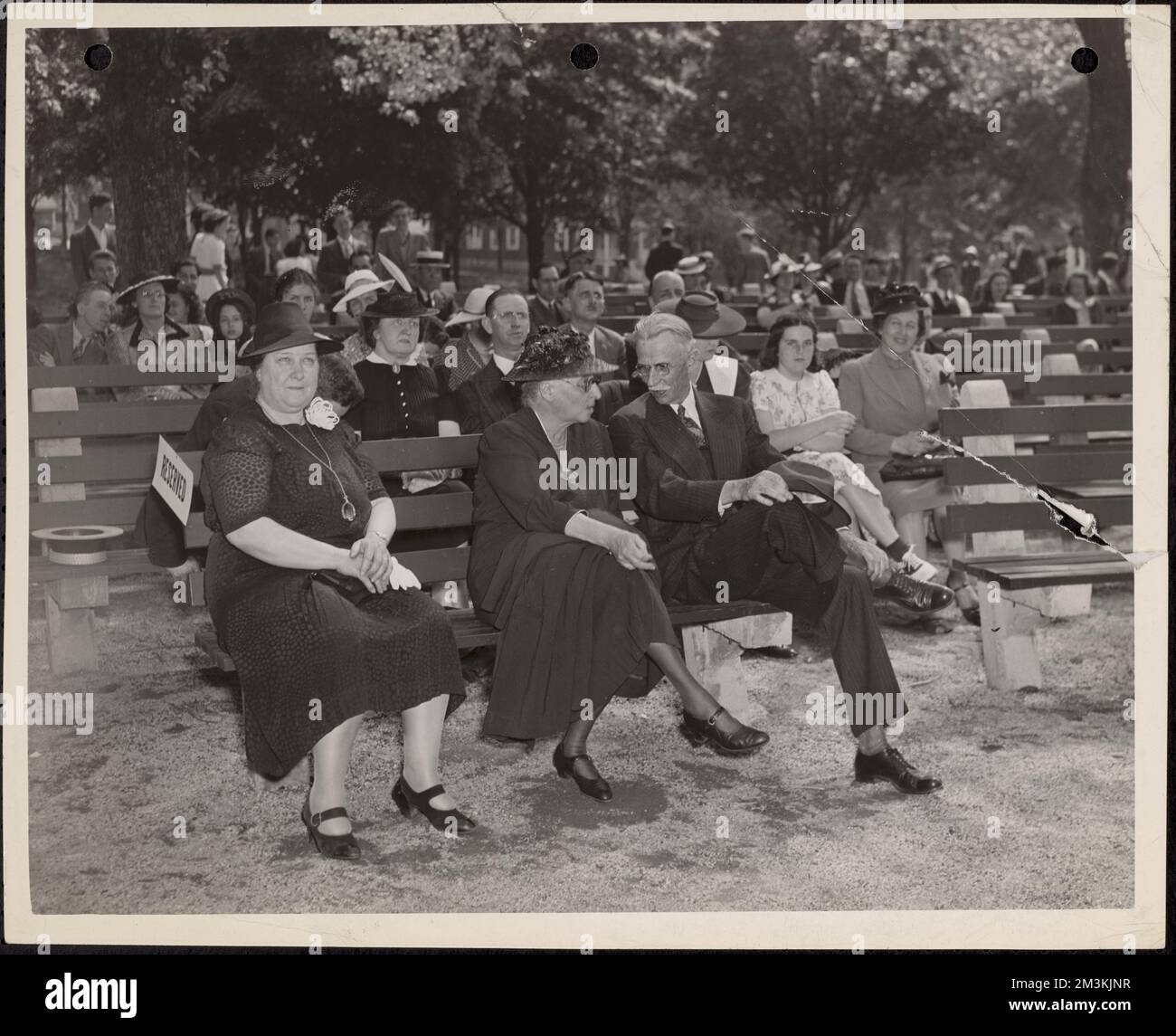 Part of audience at dedication of WPA built bandstand at South Park ...