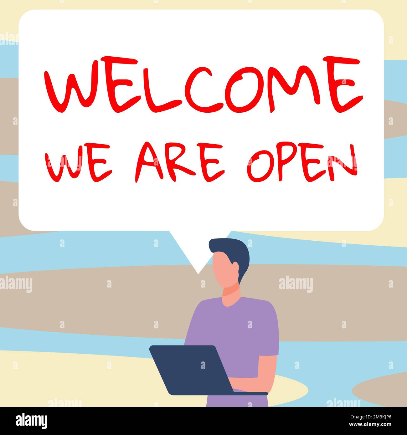 Text caption presenting Welcome We Are Open. Business showcase Greeting ...