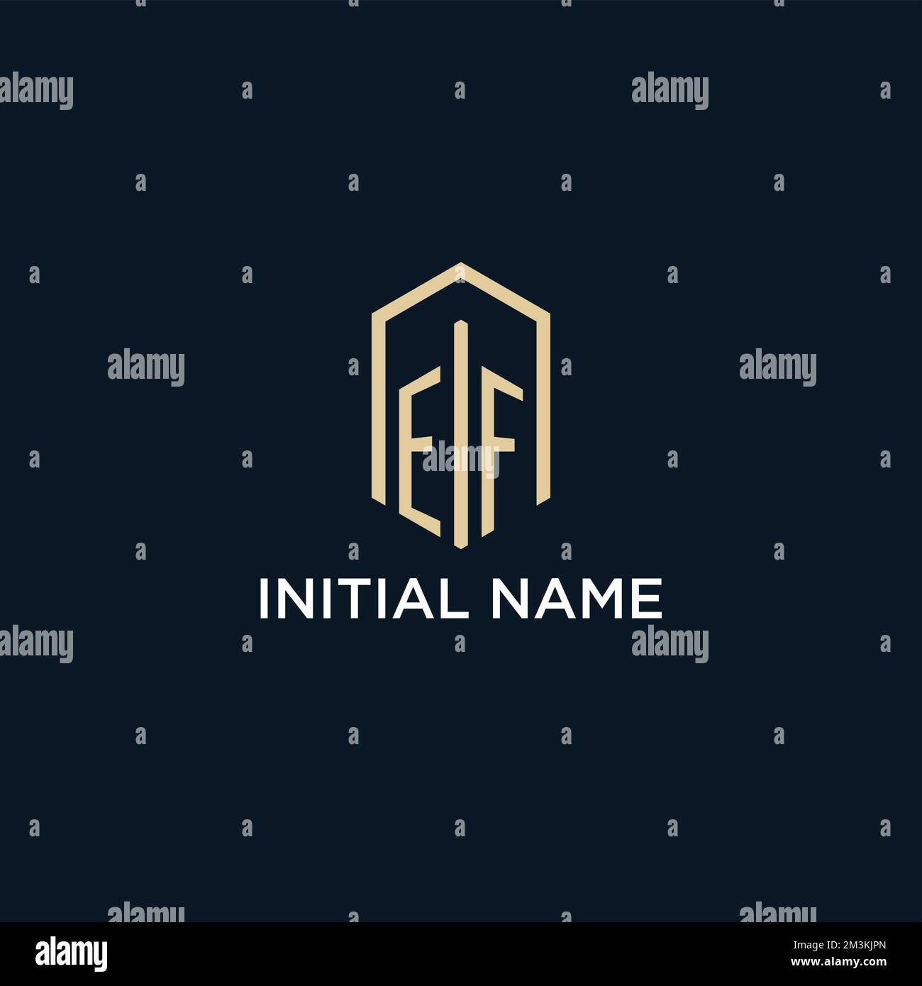 EF initial monogram logo with hexagonal shape style, real estate logo ...