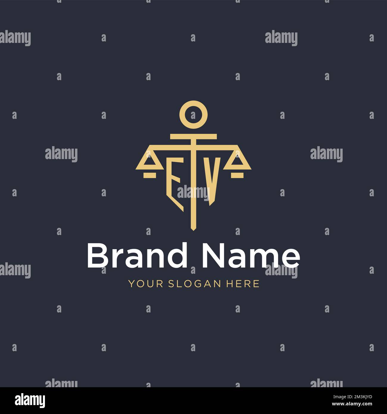 EV initial monogram logo with scale and pillar style design ideas Stock ...