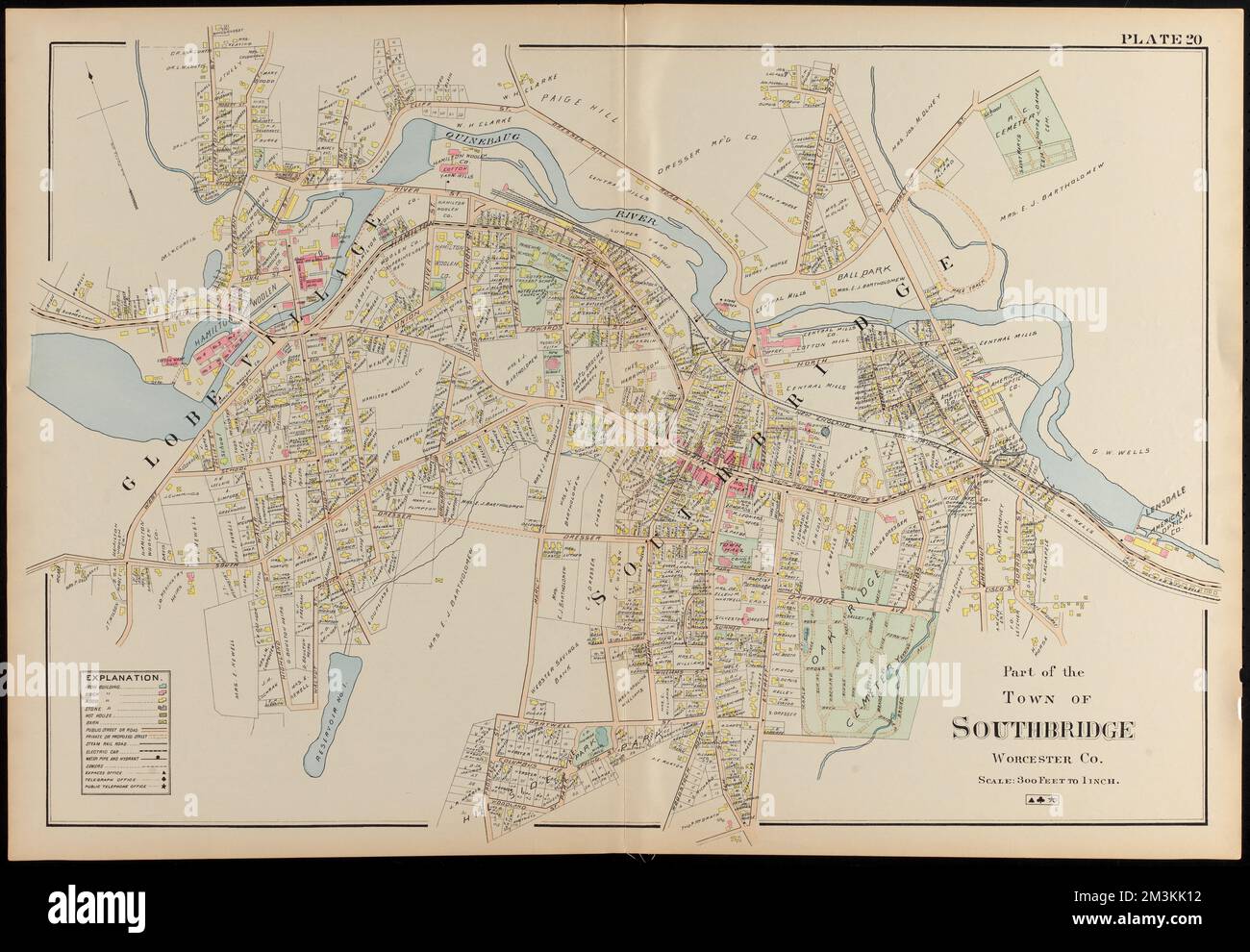 Part of the town of Southbridge, Worcester Co. , Map Stock Photo - Alamy
