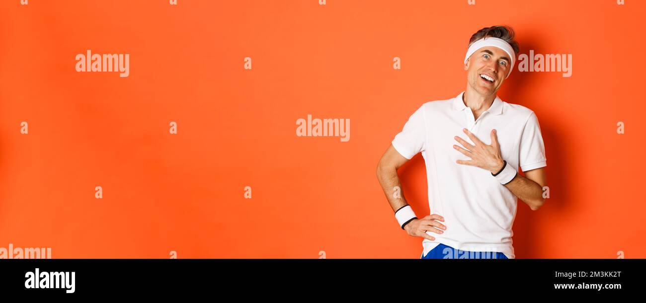 Concept of sport, fitness and lifestyle. Portrait of happy and ...