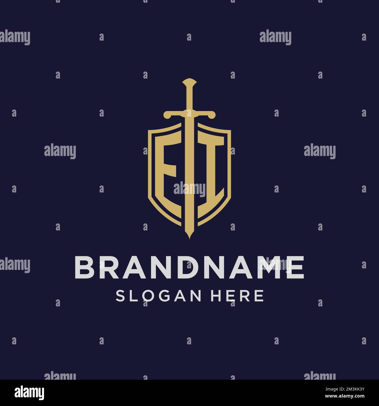 EI logo initial monogram with shield and sword design ideas Stock Vector Image & Art - Alamy