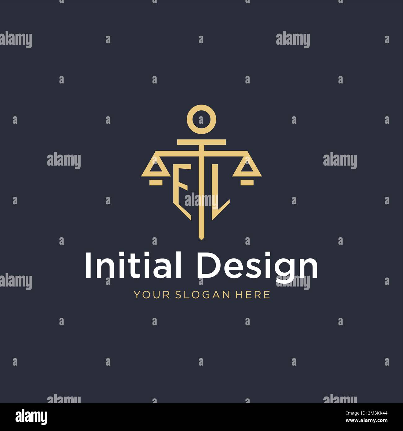 EL initial monogram logo with scale and pillar style design ideas Stock ...