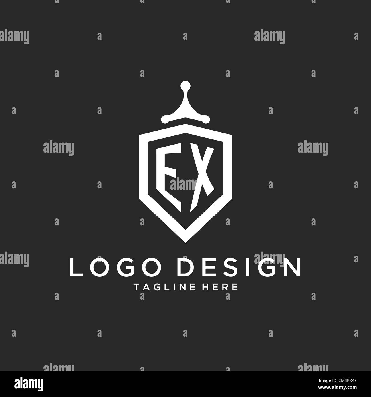 EX monogram logo initial with shield guard shape design ideas Stock ...