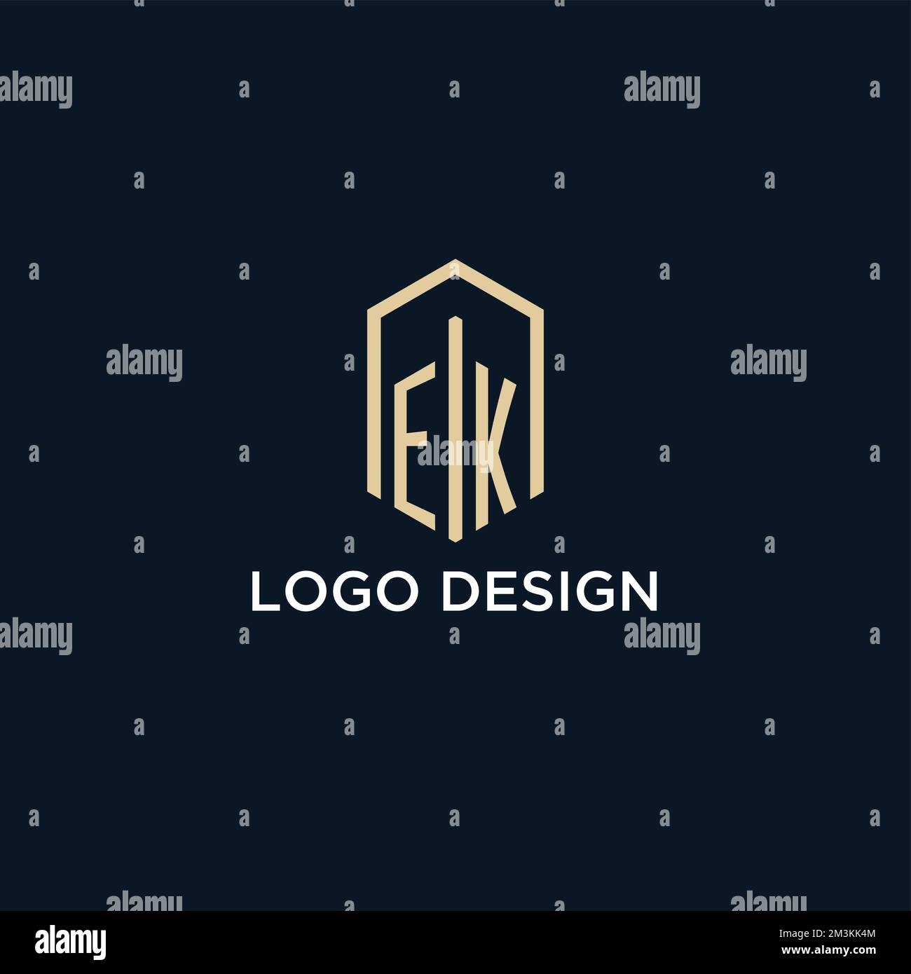 EK initial monogram logo with hexagonal shape style, real estate logo design ideas inspiration ...