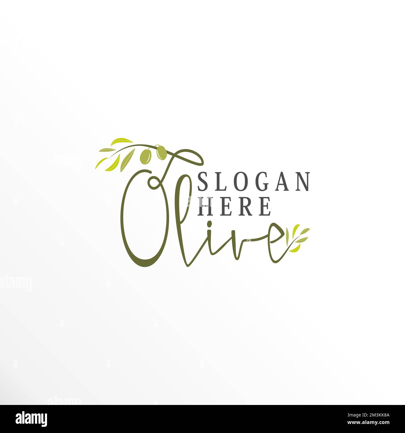 Lettering OLIVE with leaf and fruit ornament image graphic icon logo ...