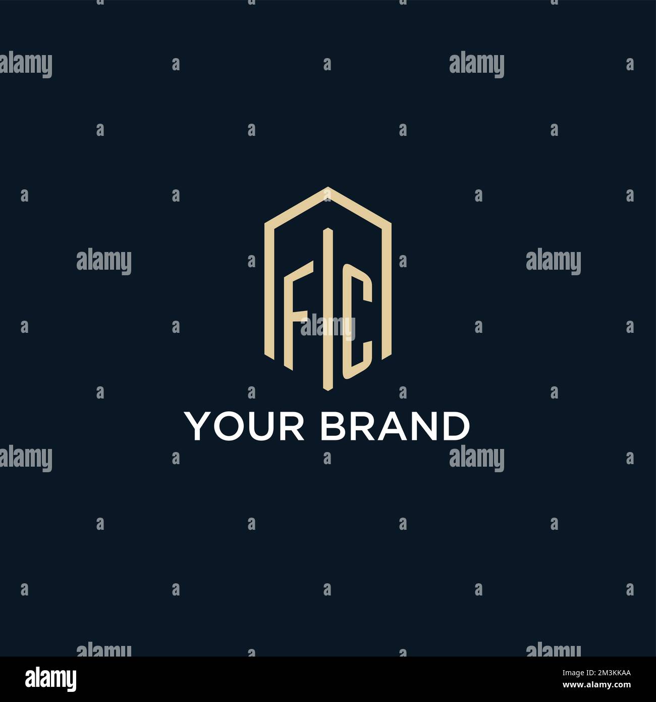 FC initial monogram logo with hexagonal shape style, real estate logo ...