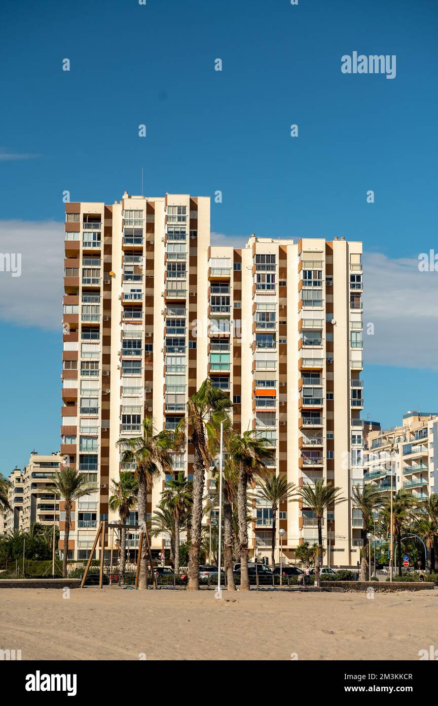 Alicante, Spain : 2022 November 17 : Tourist buildings on the promenade ...