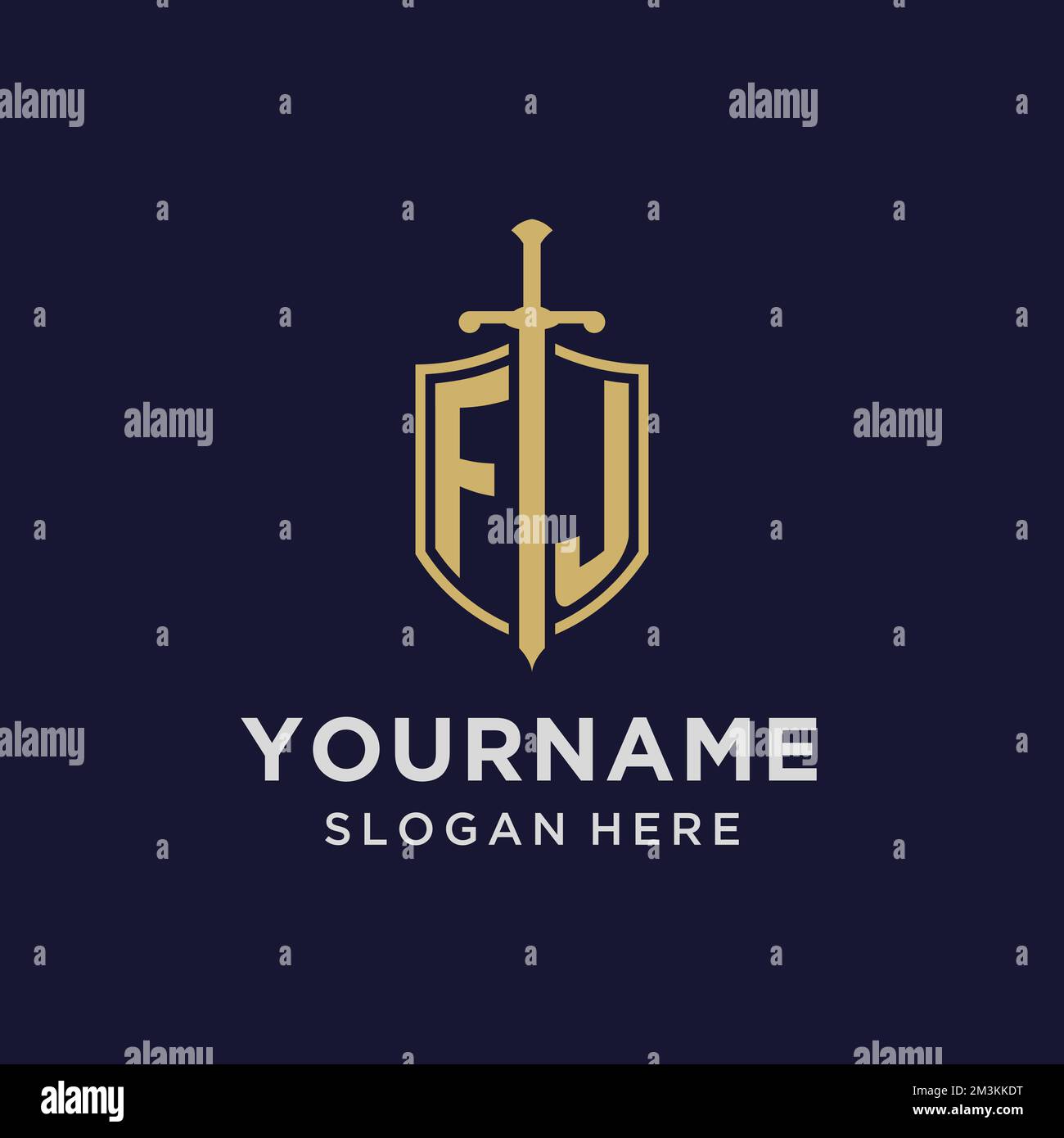 FJ logo initial monogram with shield and sword design ideas Stock Vector Image & Art - Alamy