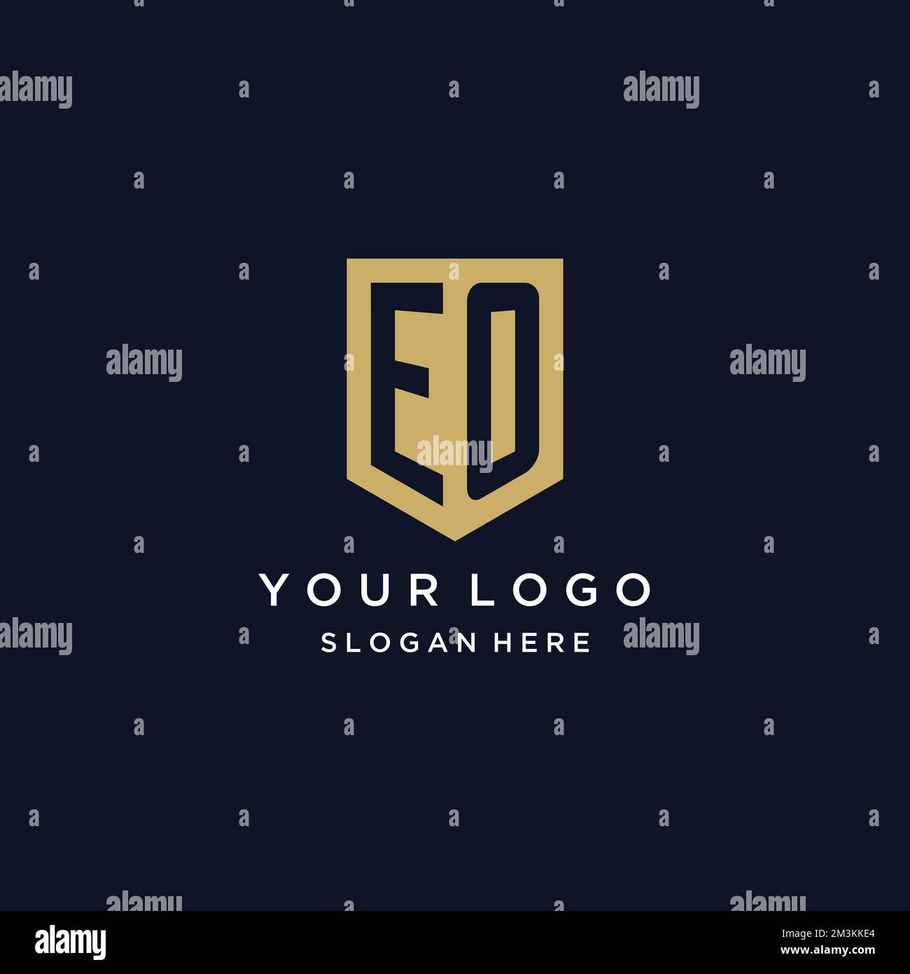 EO monogram initials logo design with shield icon template Stock Vector ...