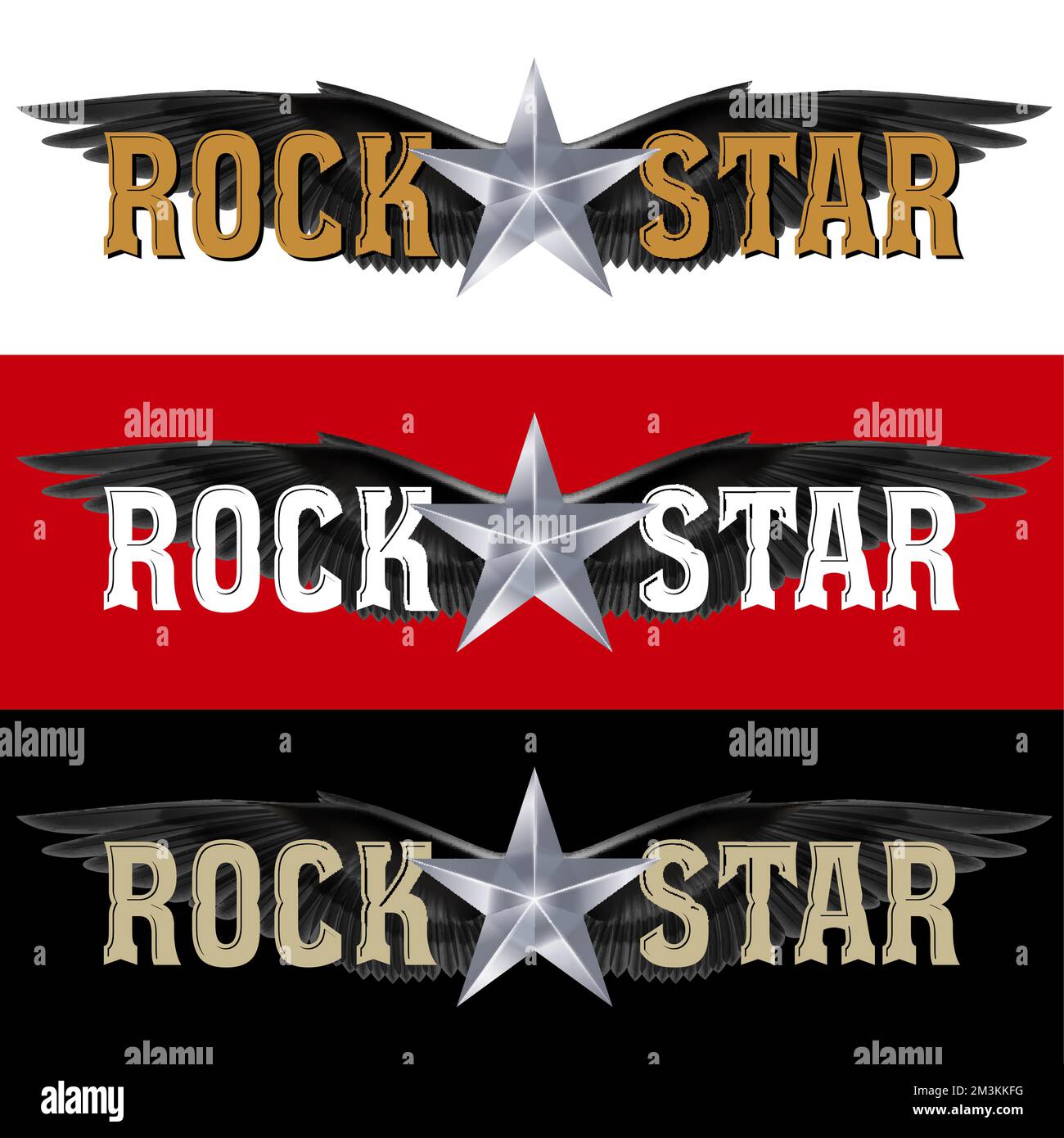 Rock Star Design Template with Silver Star and Black Wings. Design Idea ...