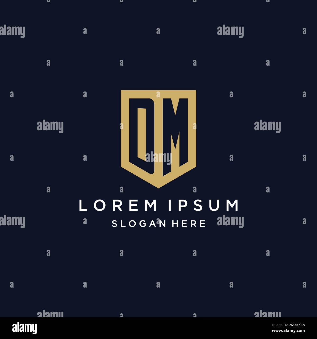 DM monogram initials logo design with shield icon template Stock Vector ...