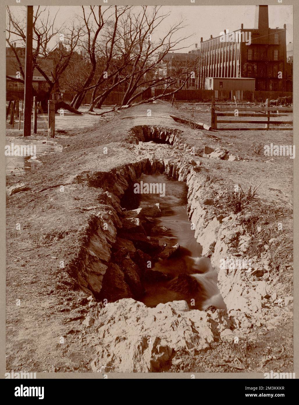 Partially exposed section of water running through park , Waterways ...