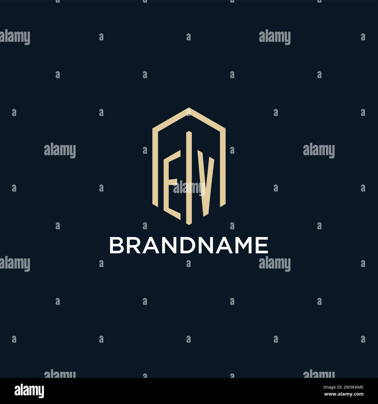 EV initial monogram logo with hexagonal shape style, real estate logo ...