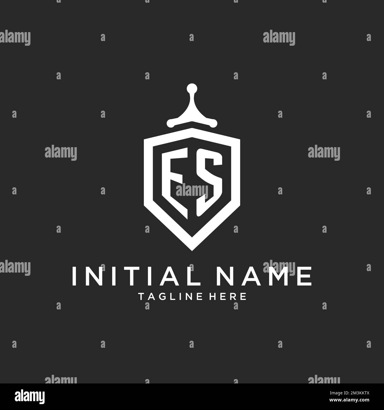 ES monogram logo initial with shield guard shape design ideas Stock ...