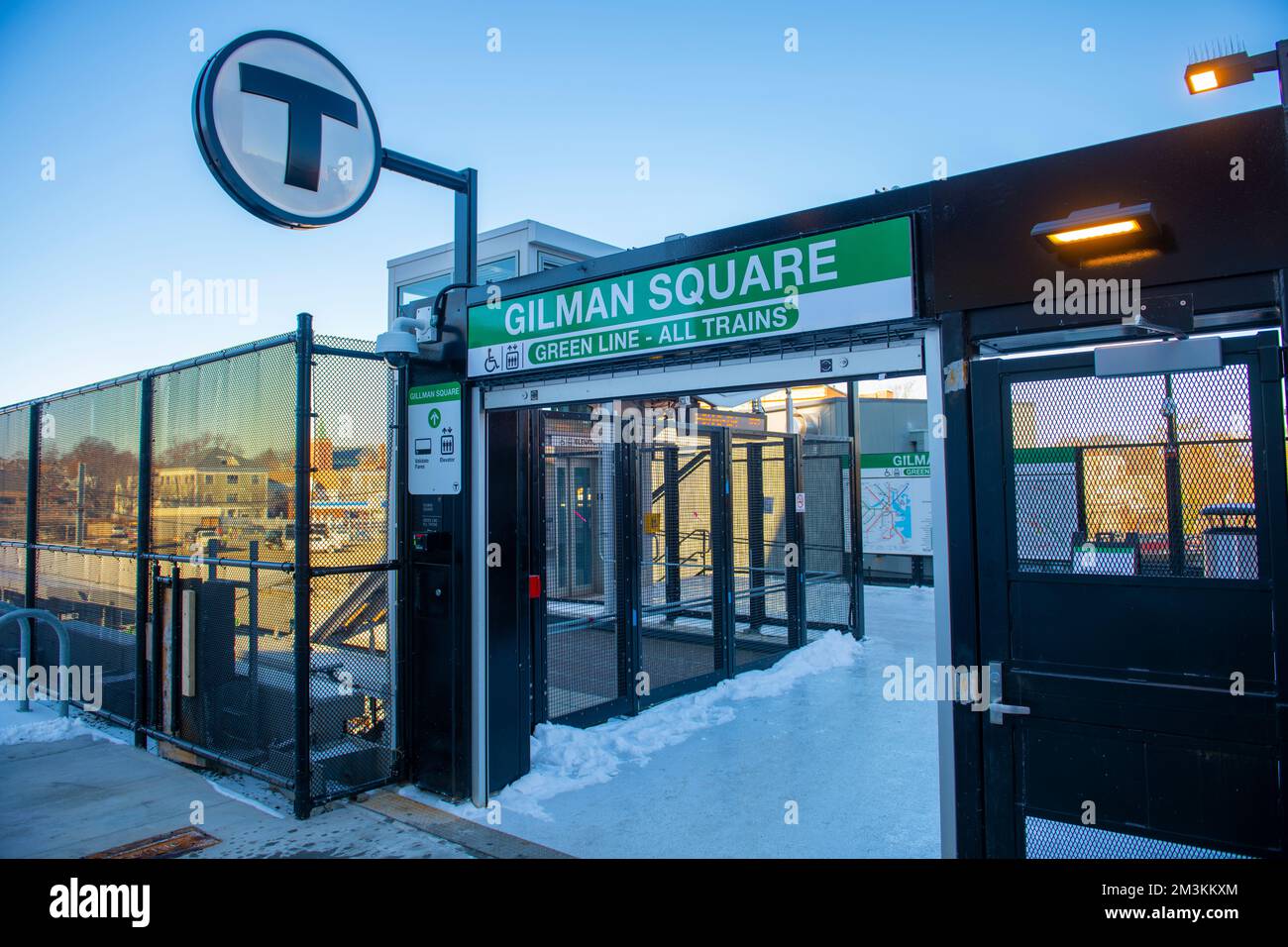 Boston Metro MBTA Green Line Gilman Square station in city of ...