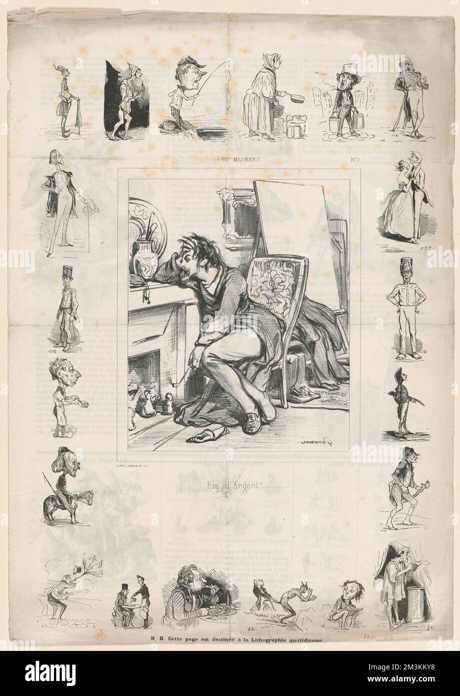 Pas d'argent ,. Paul Gavarni (1804-1866). Lithographs and Other Works ...