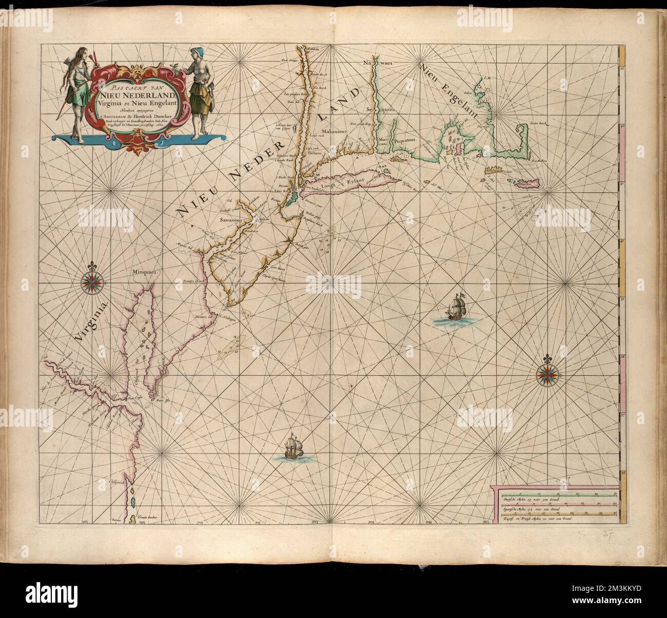 Pas caert van Nieu Nederland, Virginia en Nieu Engelant , New England ...