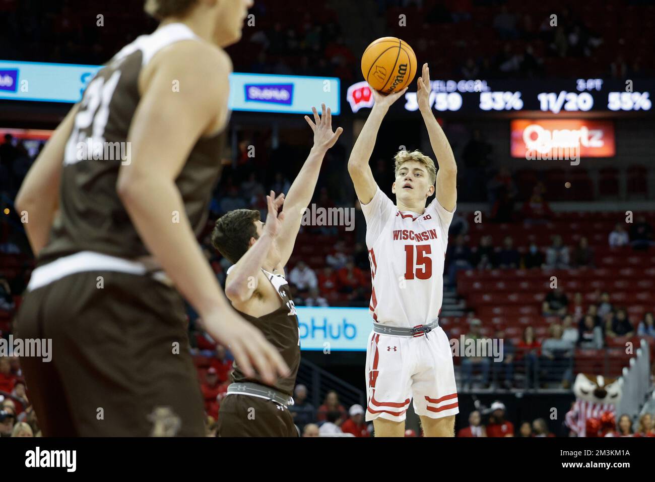 December 15, 2022: Wisconsin Badgers guard Isaac Gard (15) takes a jump ...