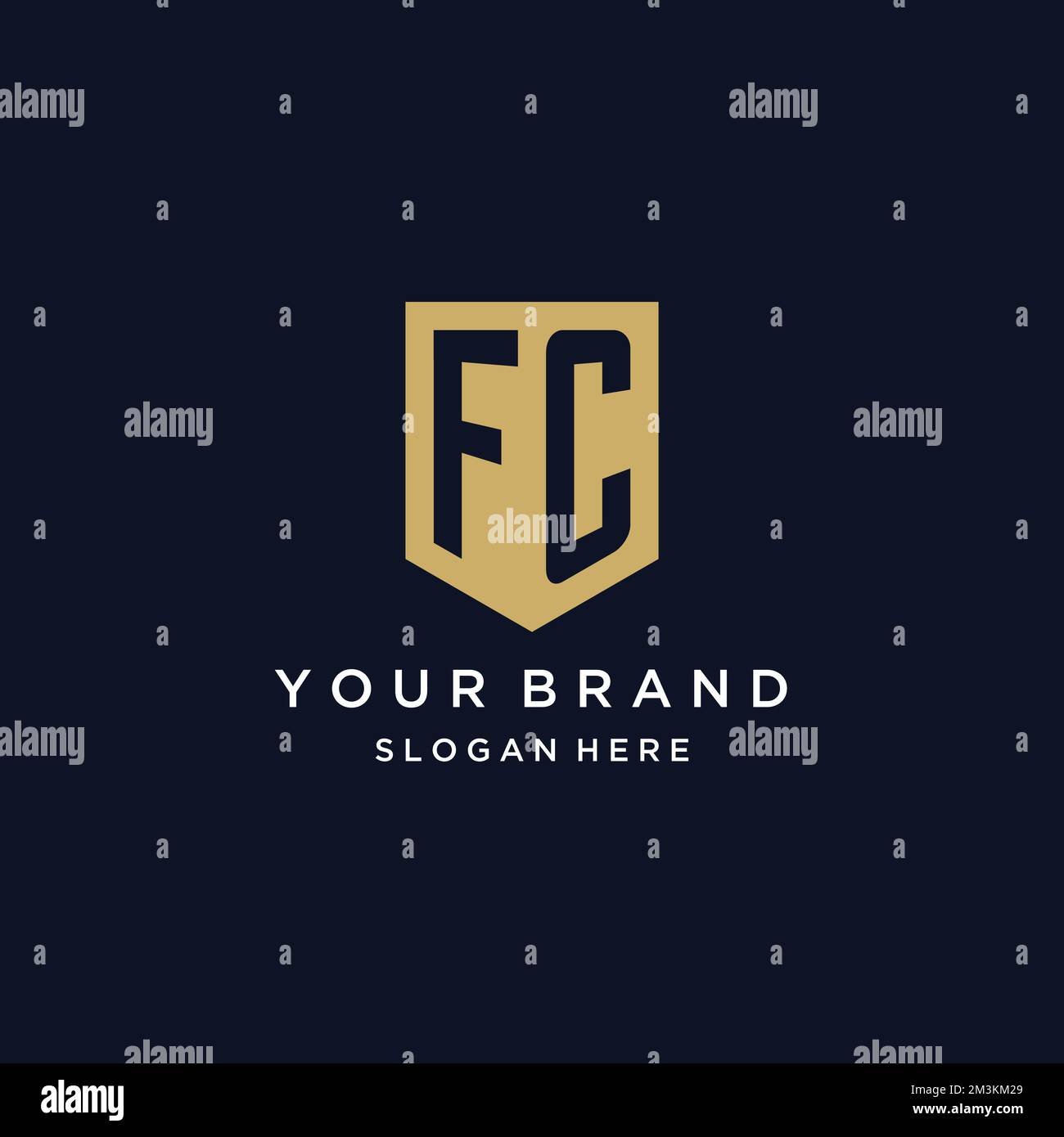 FC monogram initials logo design with shield icon template Stock Vector ...
