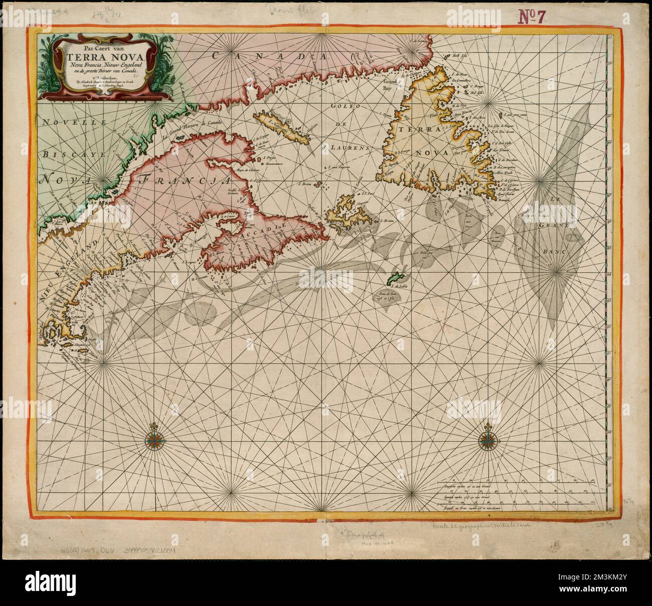 Pas-caert van Terra Nova, Nova Francia, Nieuw-Engeland en de groote ...