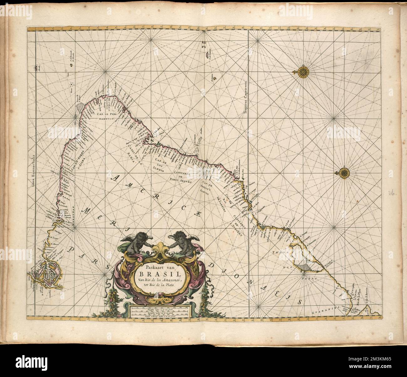 Paskaart van Brasil van Rio de los Amazones tot Rio de la Plata ...