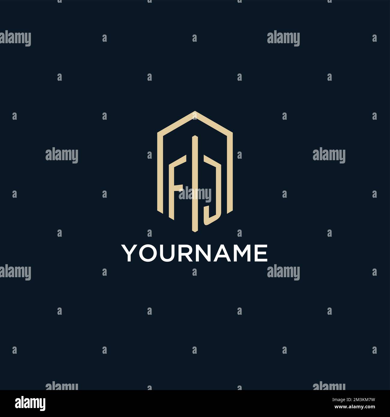 FJ initial monogram logo with hexagonal shape style, real estate logo ...