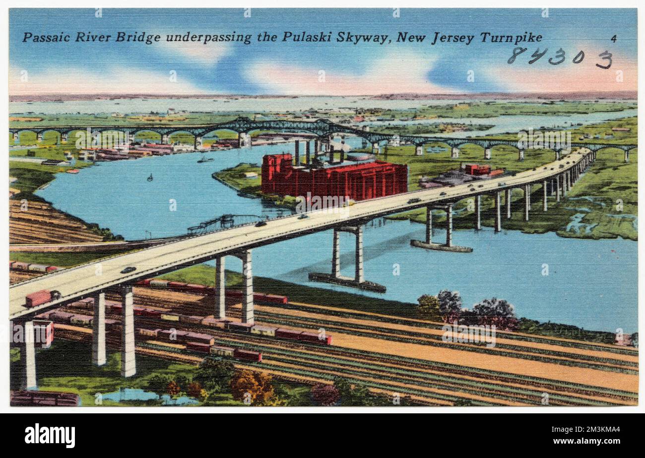Passaic River Bridge underpassing the Pulansky Skyway, New Jersey ...