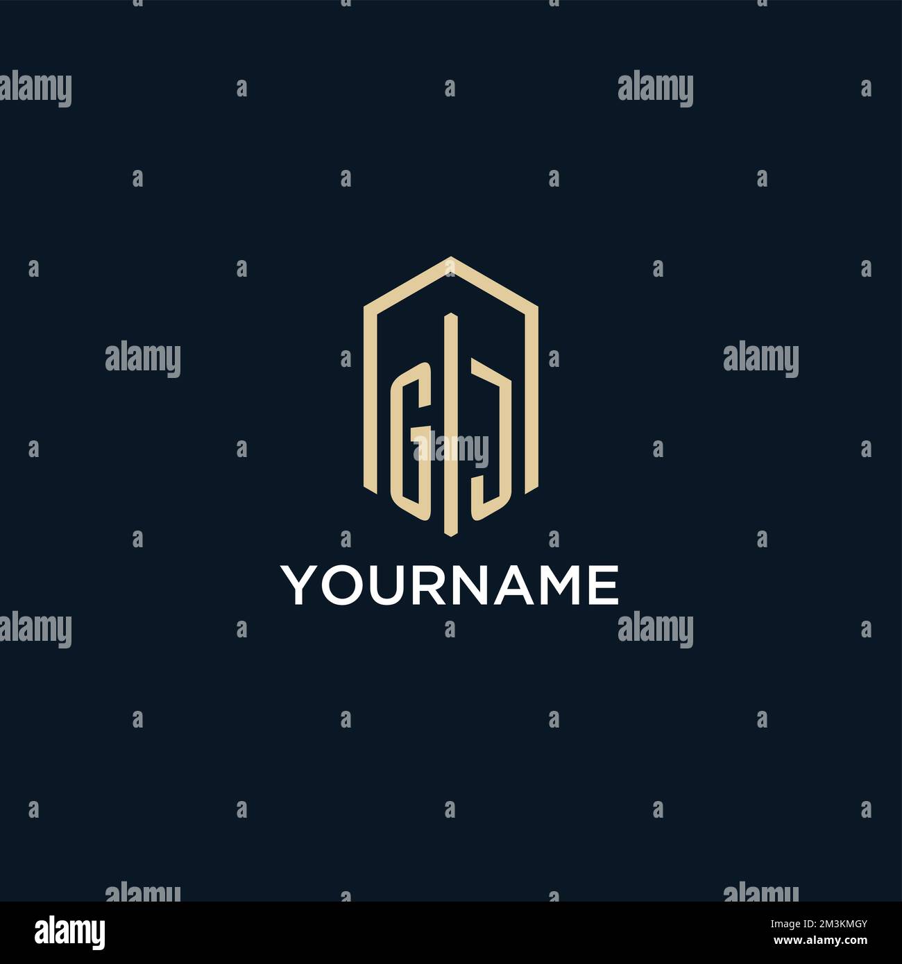 GJ initial monogram logo with hexagonal shape style, real estate logo design ideas inspiration ...