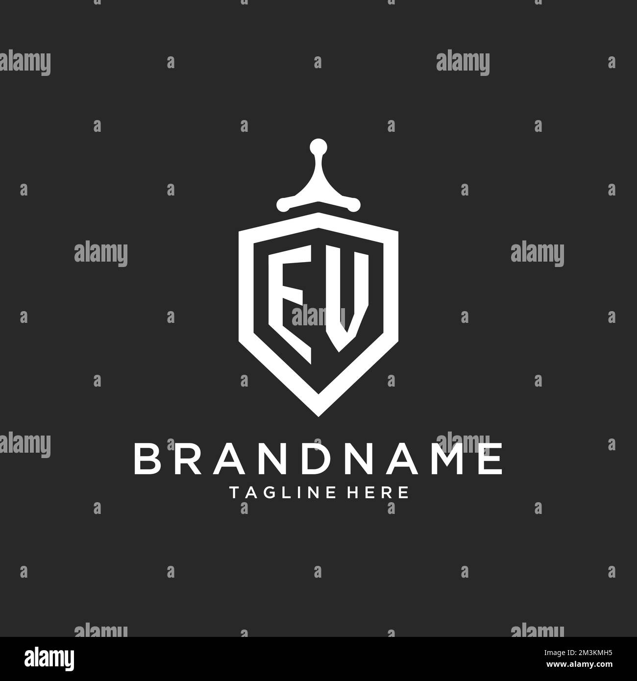 EV monogram logo initial with shield guard shape design ideas Stock ...