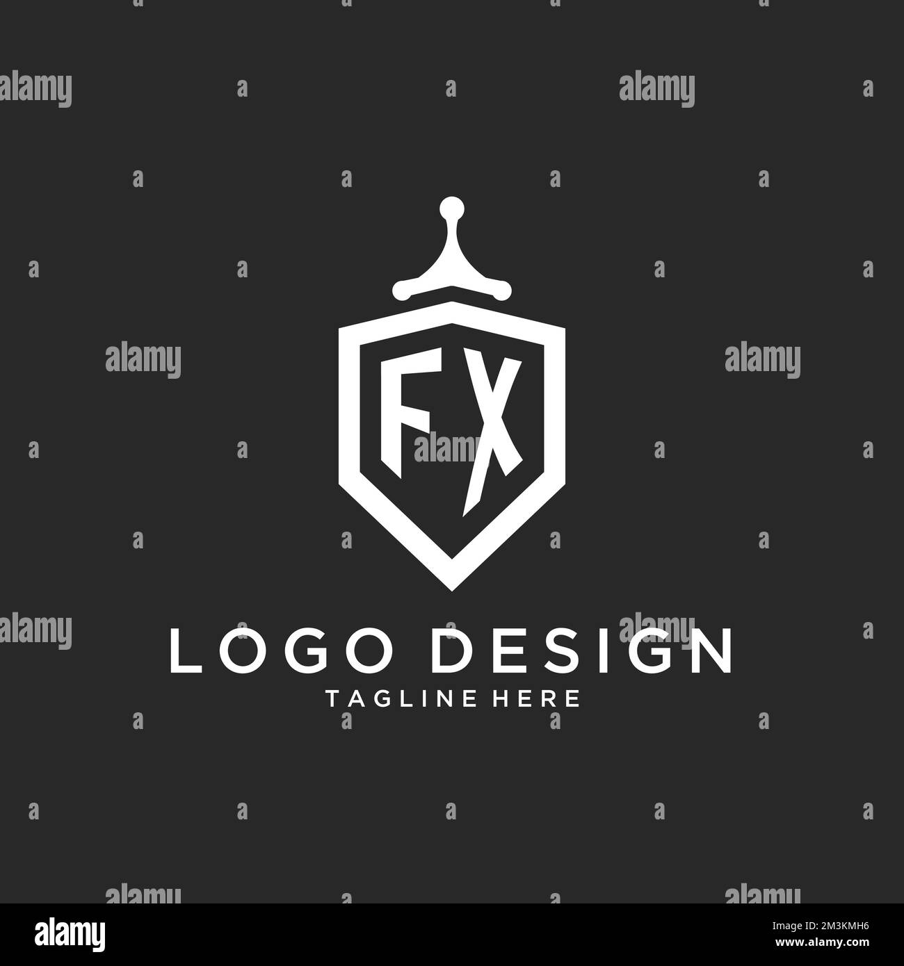 FX monogram logo initial with shield guard shape design ideas Stock ...