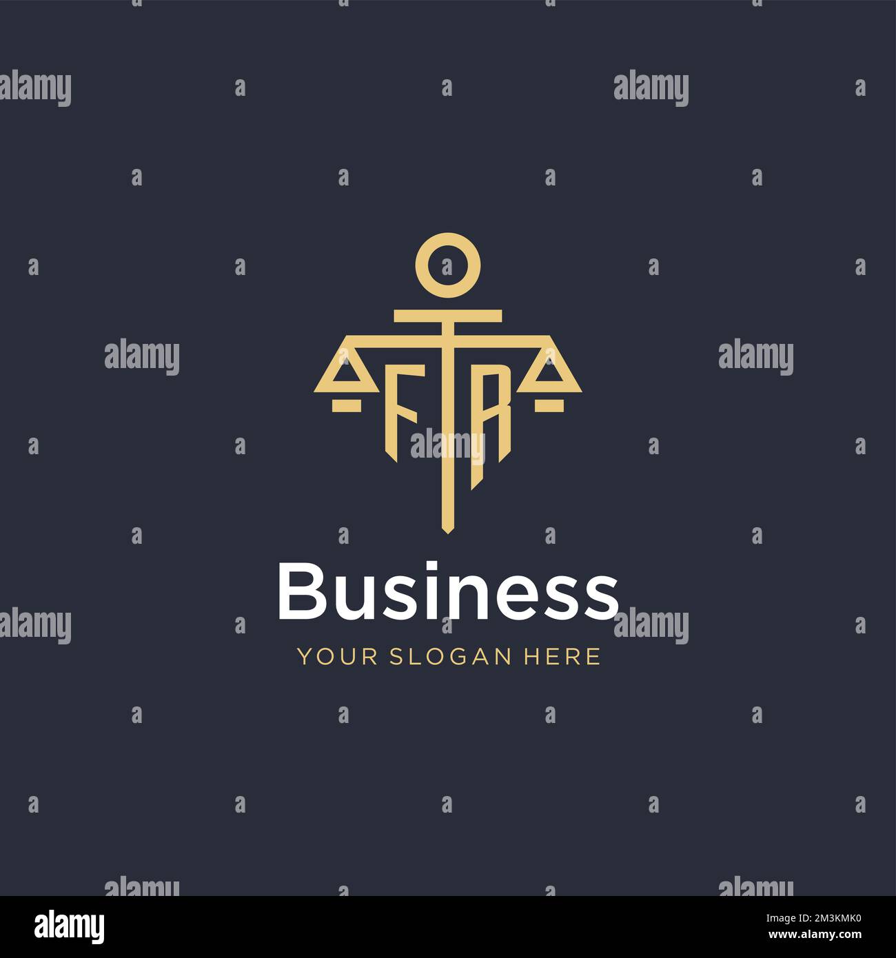 FR initial monogram logo with scale and pillar style design ideas Stock ...