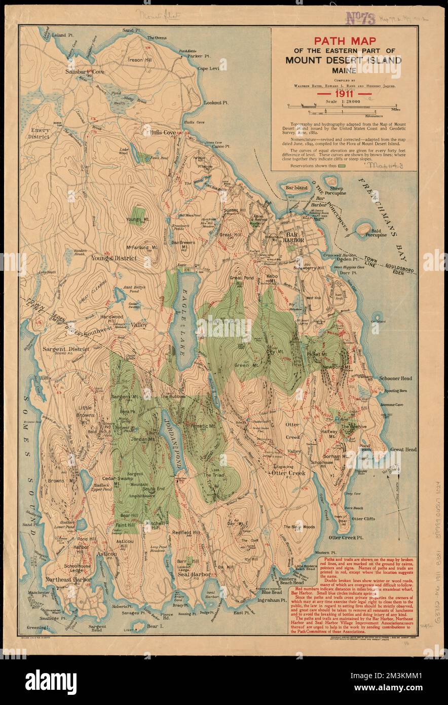 Path map of the Eastern part of Mount Desert Island Maine , Forest ...