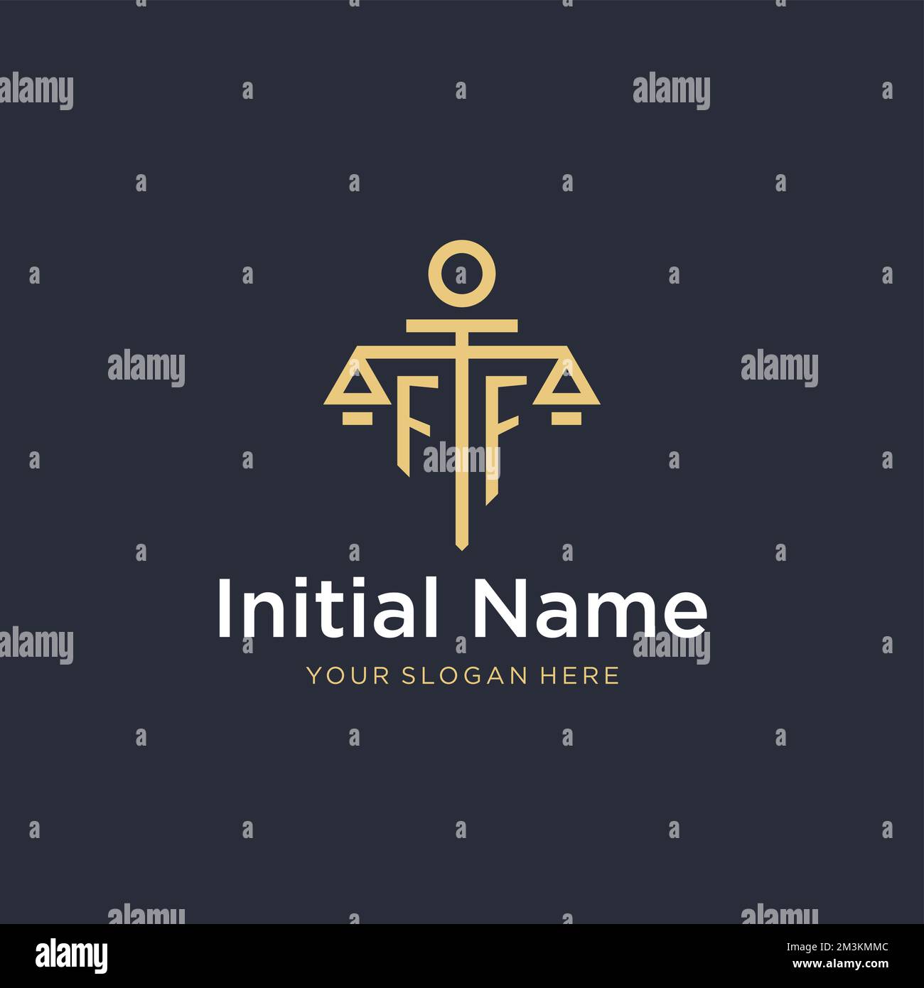 FF initial monogram logo with scale and pillar style design ideas Stock ...