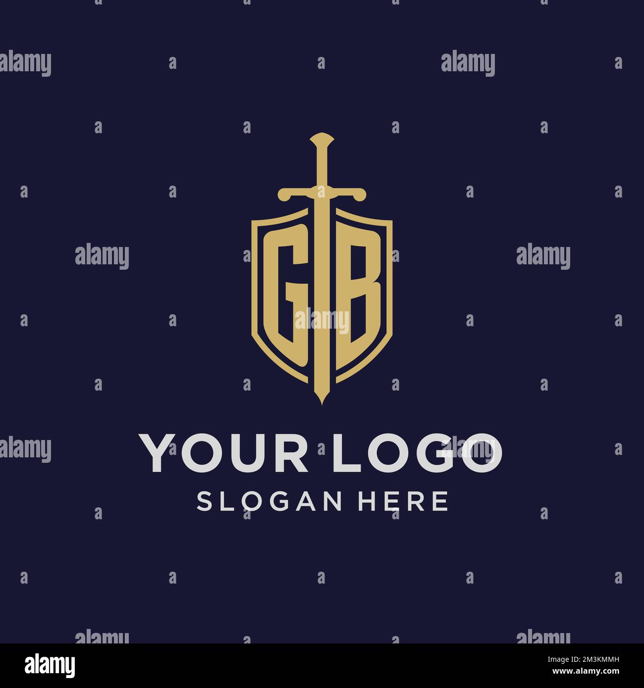 GB logo initial monogram with shield and sword design ideas Stock ...