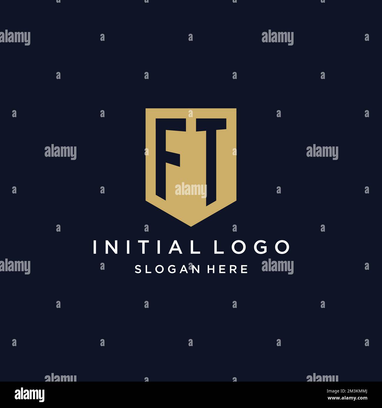 FT monogram initials logo design with shield icon template Stock Vector ...