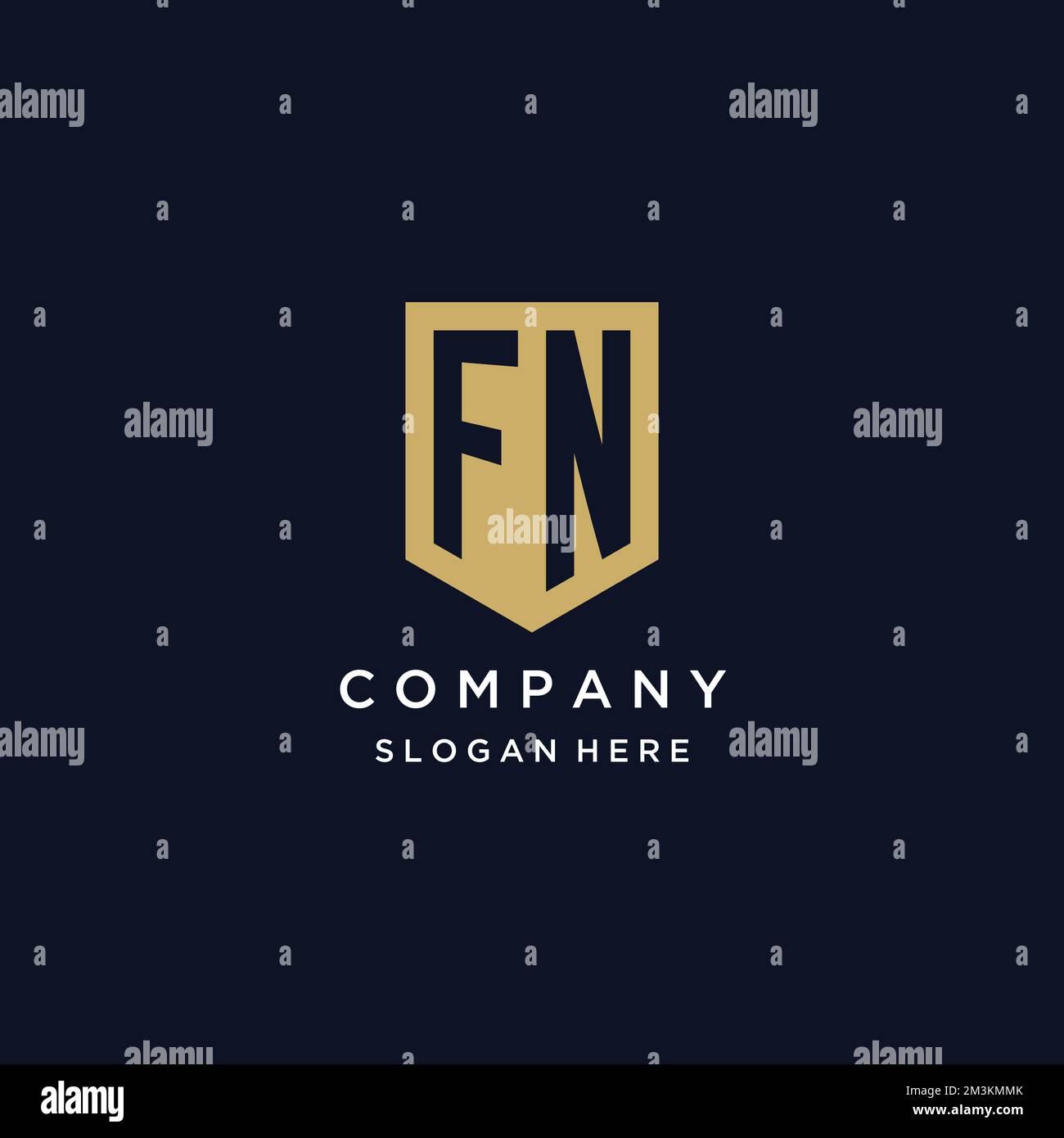 FN monogram initials logo design with shield icon template Stock Vector ...