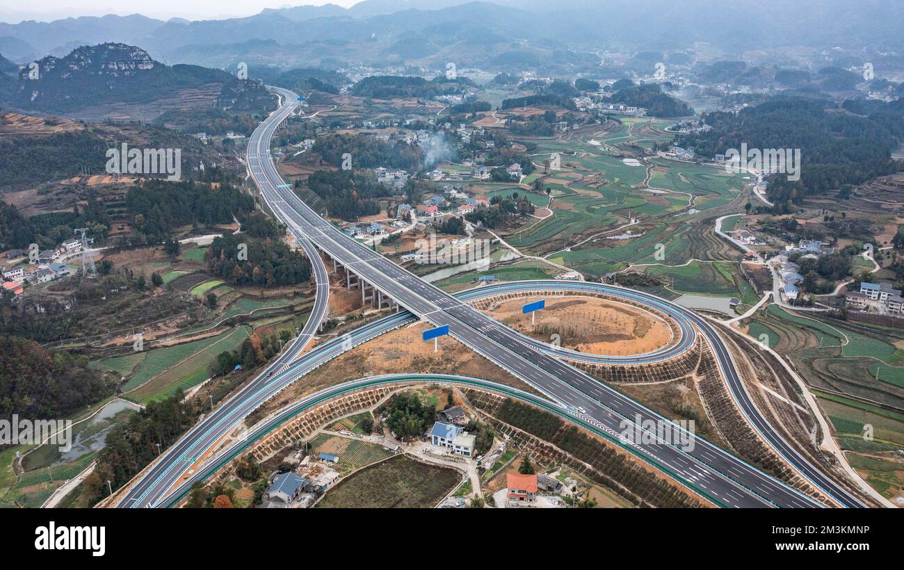 Renhuai. 15th Dec, 2022. This aerial photo taken on Dec. 15, 2022 shows ...