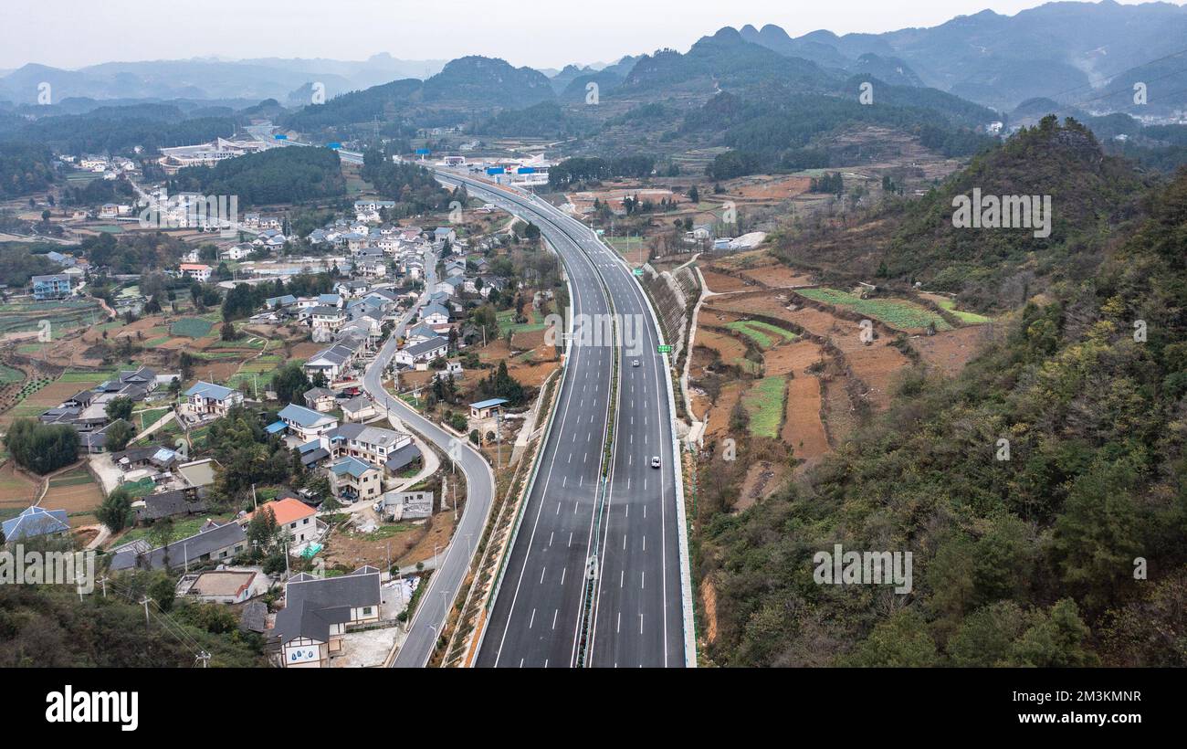 Renhuai. 15th Dec, 2022. This aerial photo taken on Dec. 15, 2022 shows ...