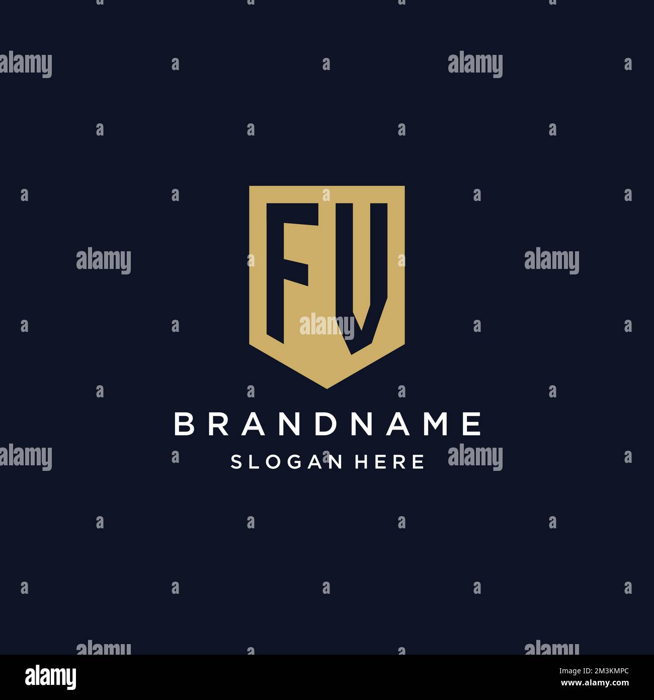 FV monogram initials logo design with shield icon template Stock Vector ...