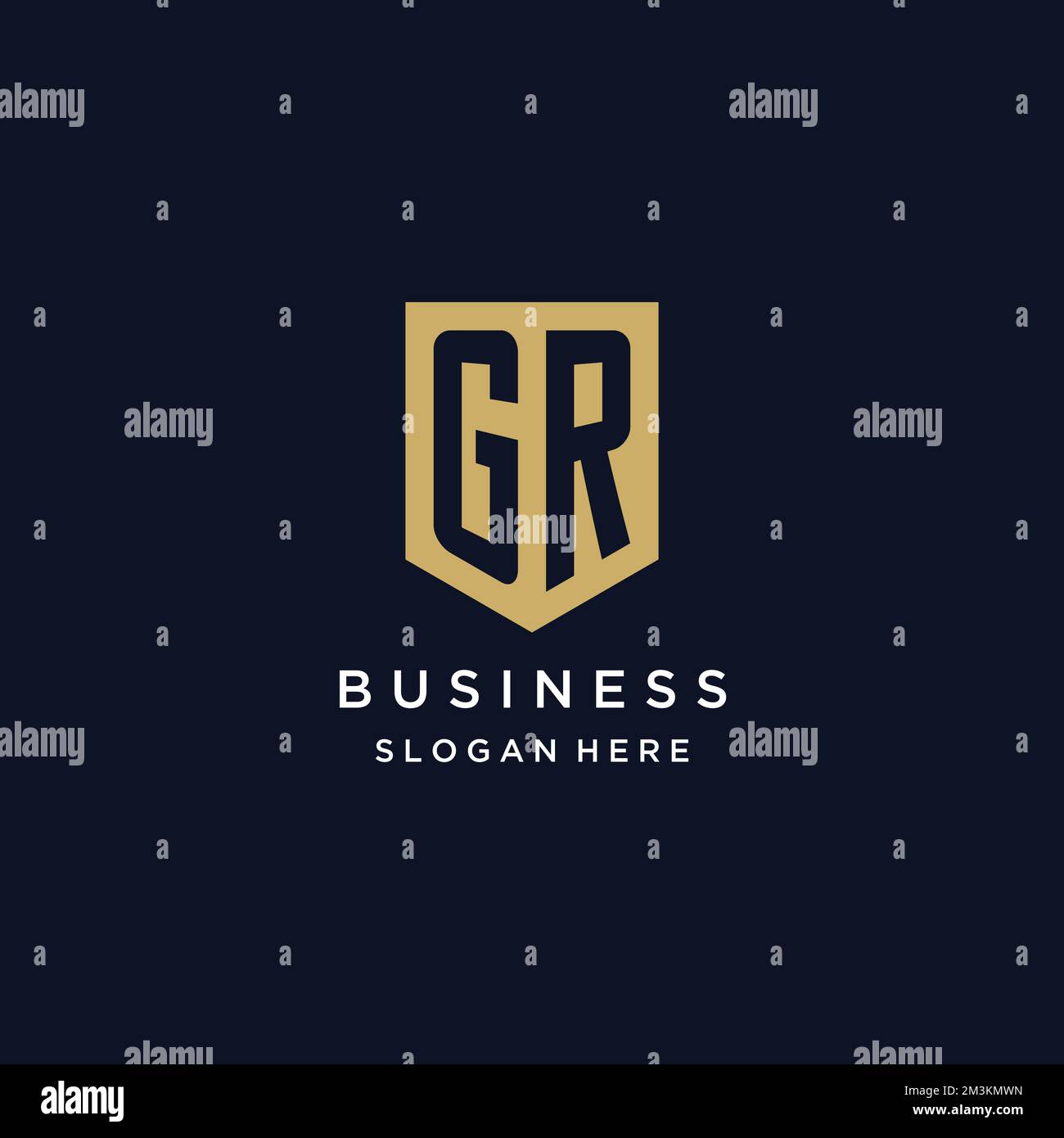 GR monogram initials logo design with shield icon template Stock Vector ...