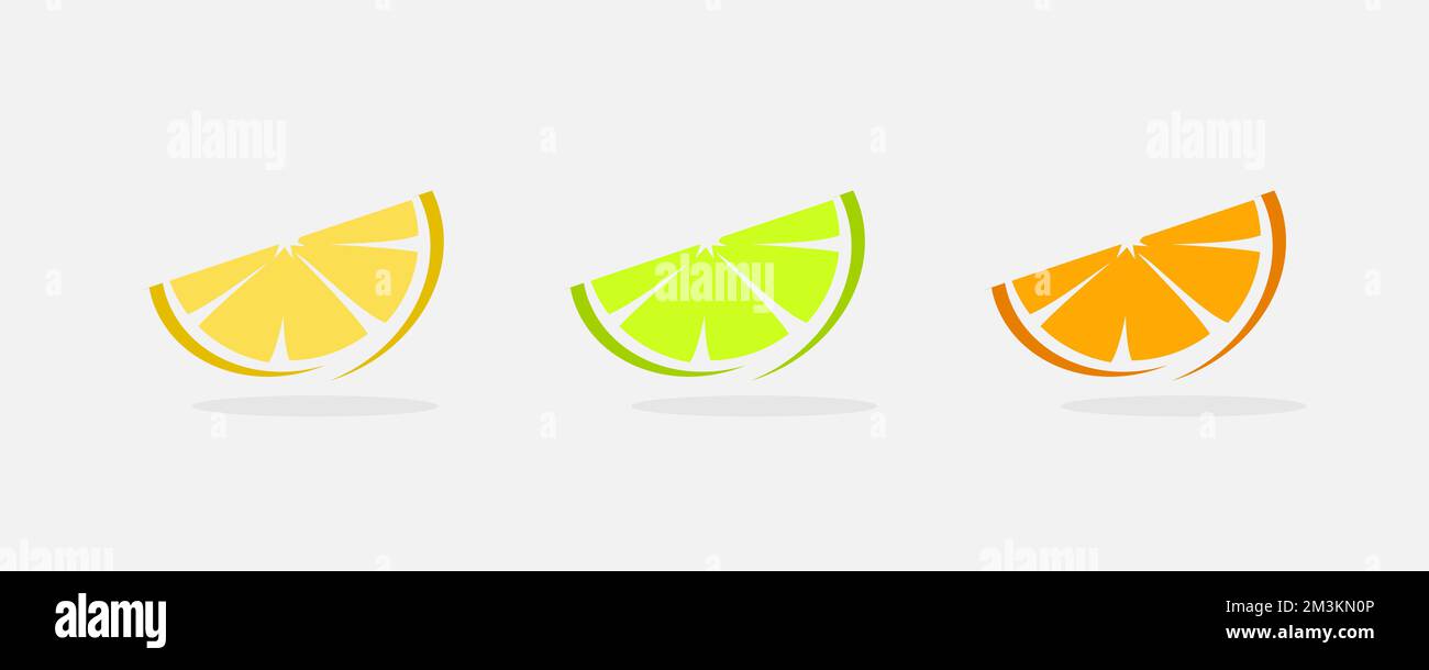 Lemon lime and Orange Fruit Juice Pulp logo on blackground Stock Vector ...