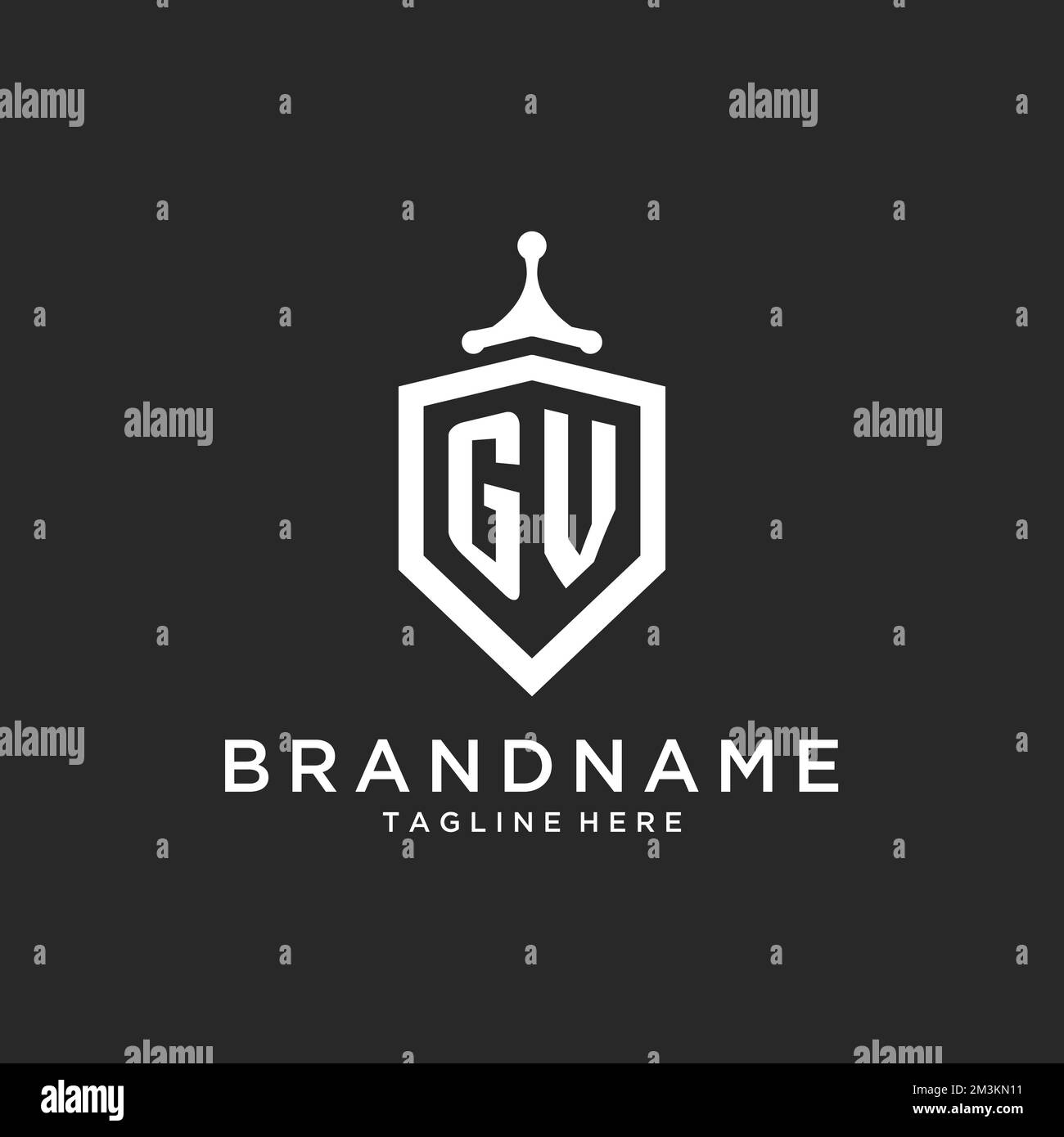 GV monogram logo initial with shield guard shape design ideas Stock ...
